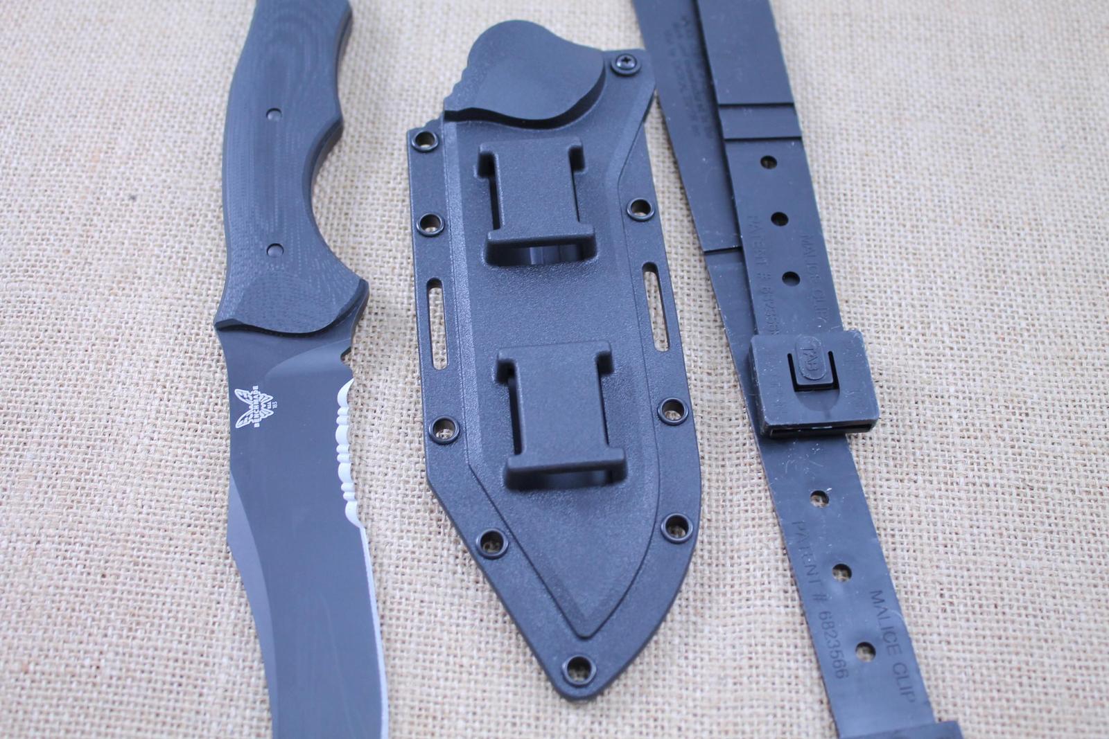 BENCHMADE 183SBK OSBORNE CONTEGO Fixed Blade Knife, Black Serrated