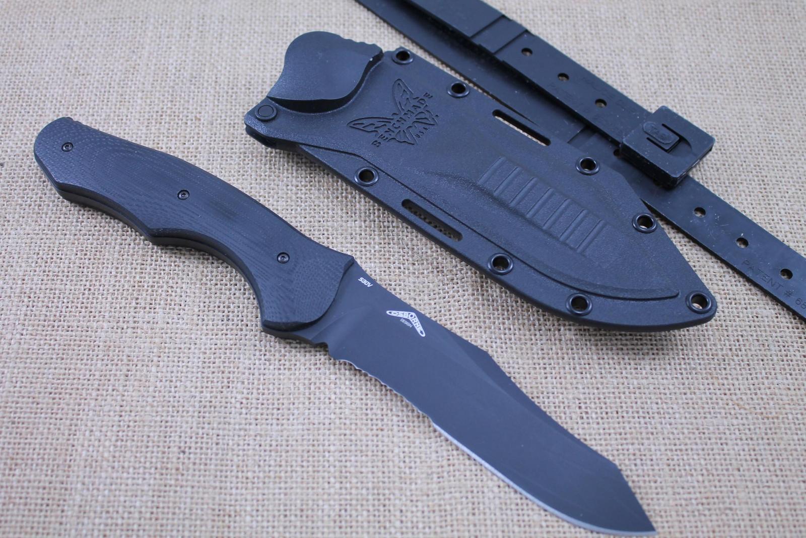 BENCHMADE 183SBK OSBORNE CONTEGO Fixed Blade Knife, Black Serrated